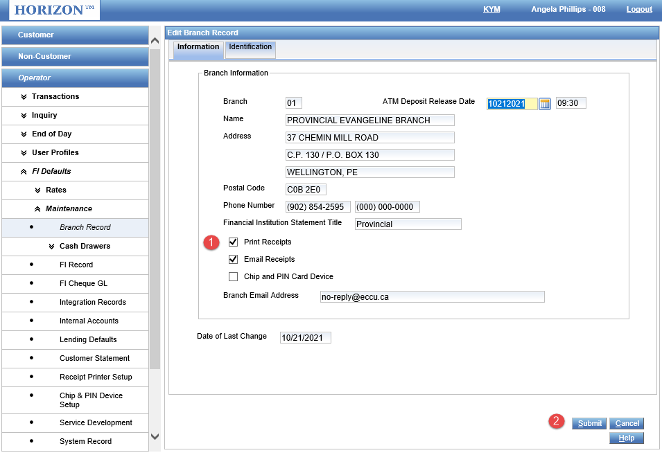 No Receipt Printers In Horizon – Provincial Credit Union Help Centre